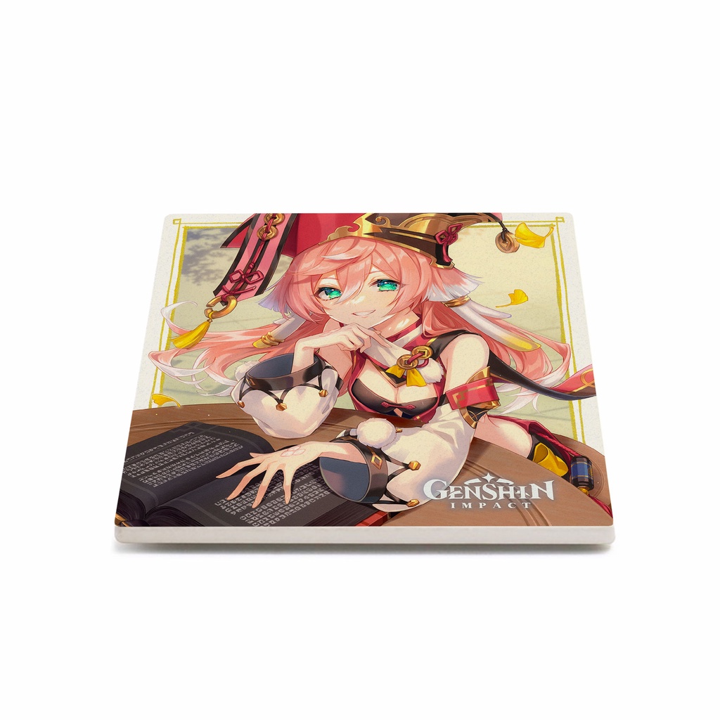 Đế Lót Ly Vuông, Miếng Lót Cốc Thấm Hút Nước Bằng Gốm Cao Cấp Phiên Bản GenShin ImPact - YanFei ...