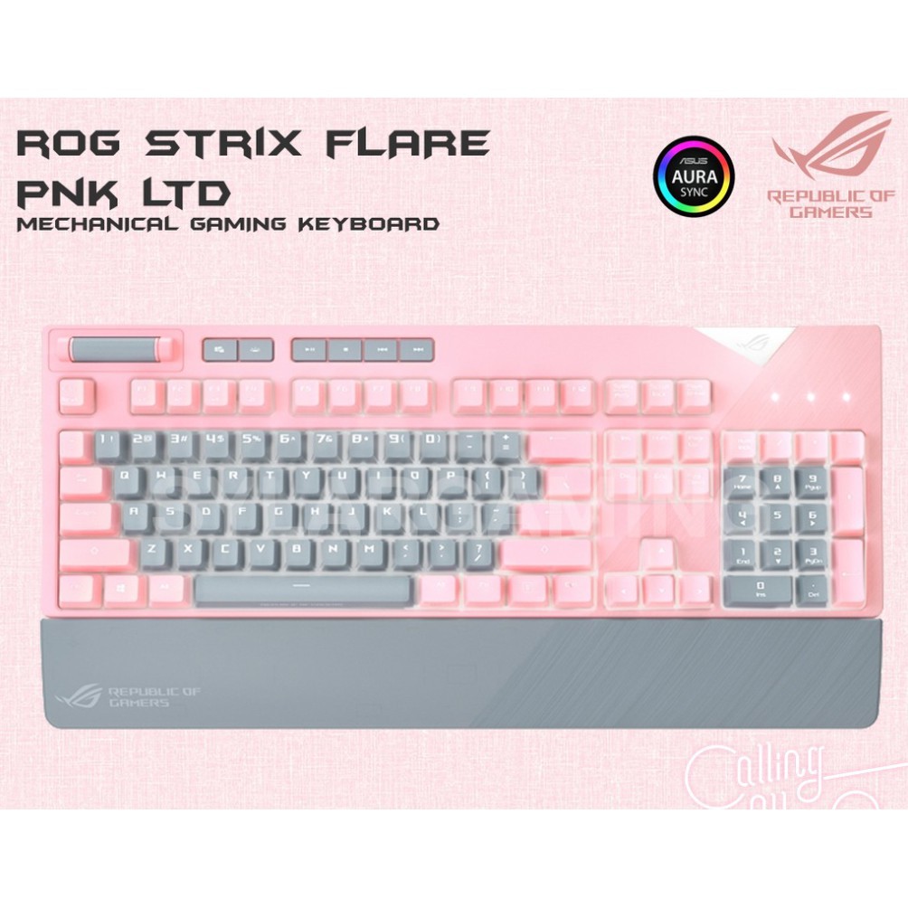 Bàn phím cơ Asus ROG Strix Flare Pink Edition I Bàn phím màu hồng xám I ...