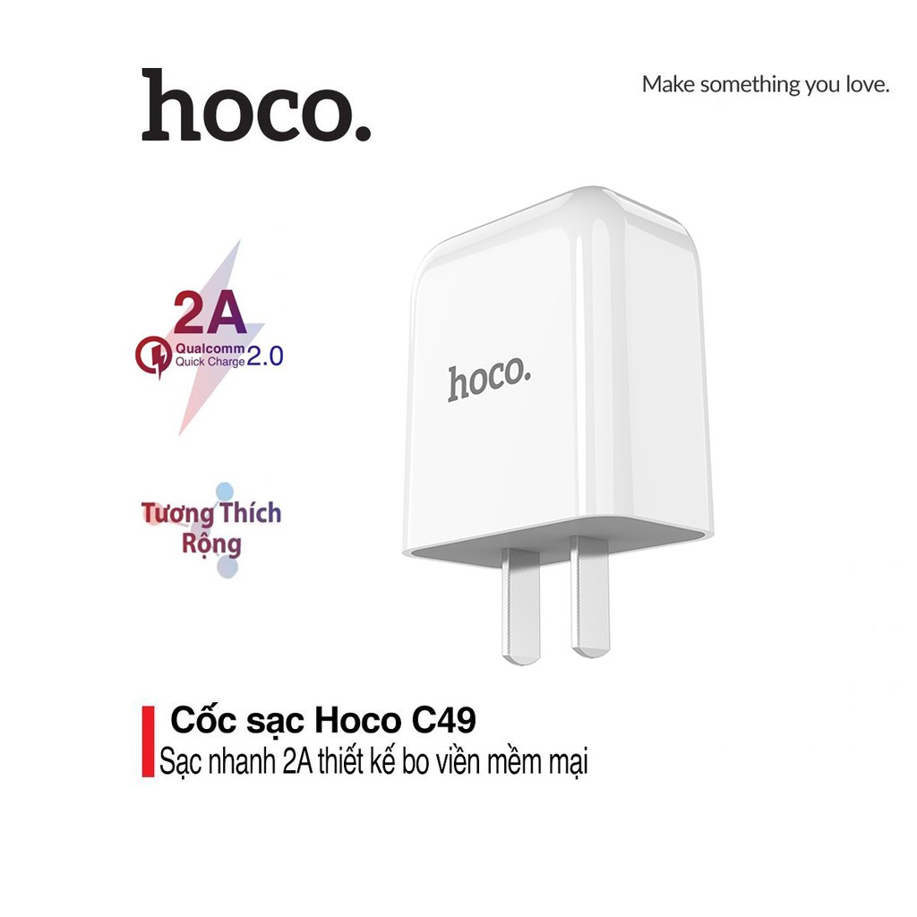 Củ sạc Hoco C49 sạc nhanh 5V/2A chân dẹt 1 cổng Usb chất liệu PC chống cháy cao cấp | Shopee ...
