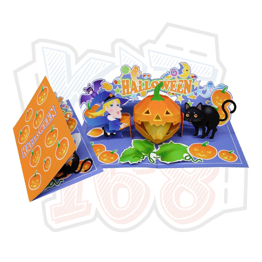 Mô hình giấy Thiệp Halloween - Black Cat and Witch - Pop-up Card ...