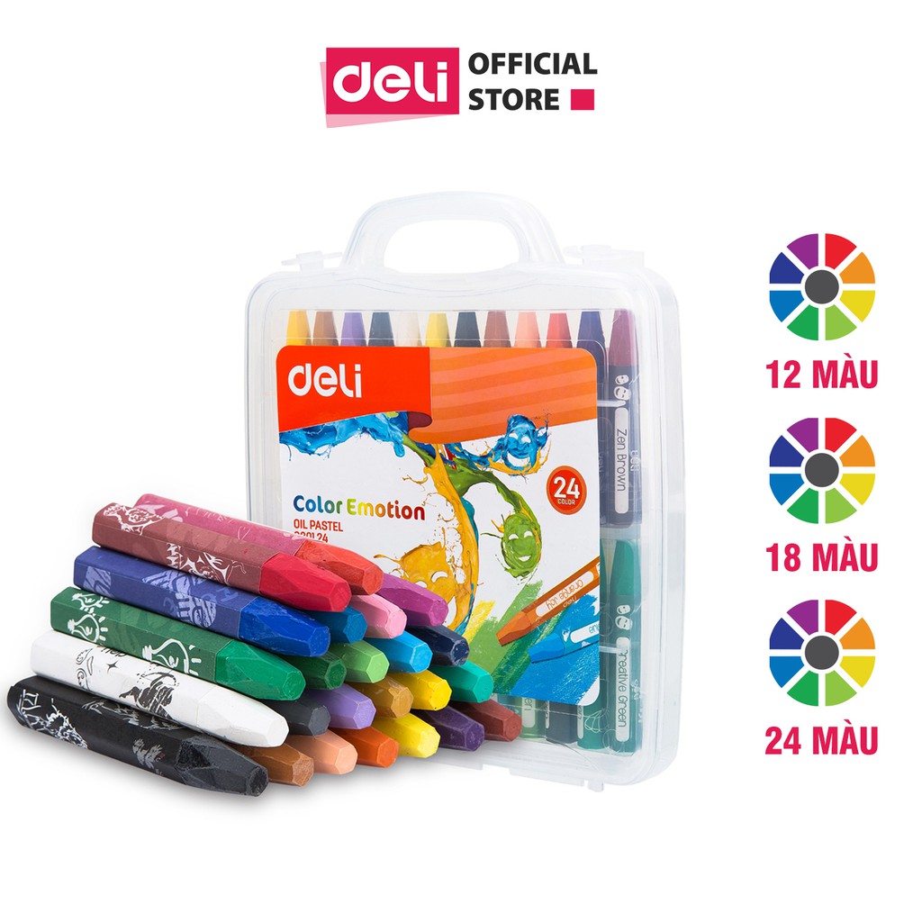 Bút sáp dầu Deli - 12 màu/18 màu/24 màu - 1 hộp - EC20104/EC20114 ...