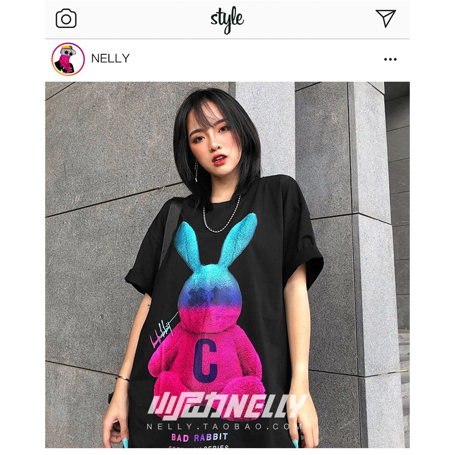 Áo thun NELLY HEYBIG Bad Rabbit Hồng | Shopee Việt Nam