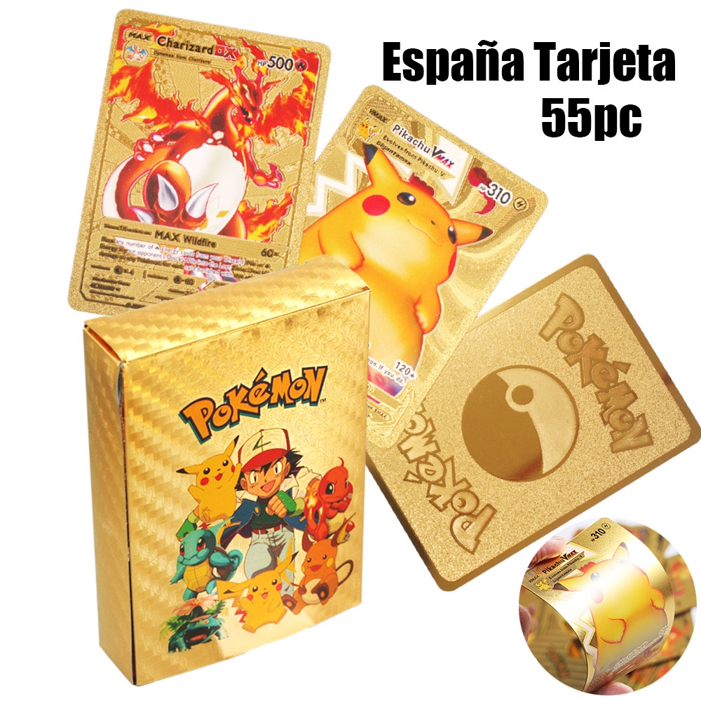 Bộ 55 Thẻ Bài Pokemon Kim Loại Màu Vàng Kim Vmax GX | Shopee Việt Nam