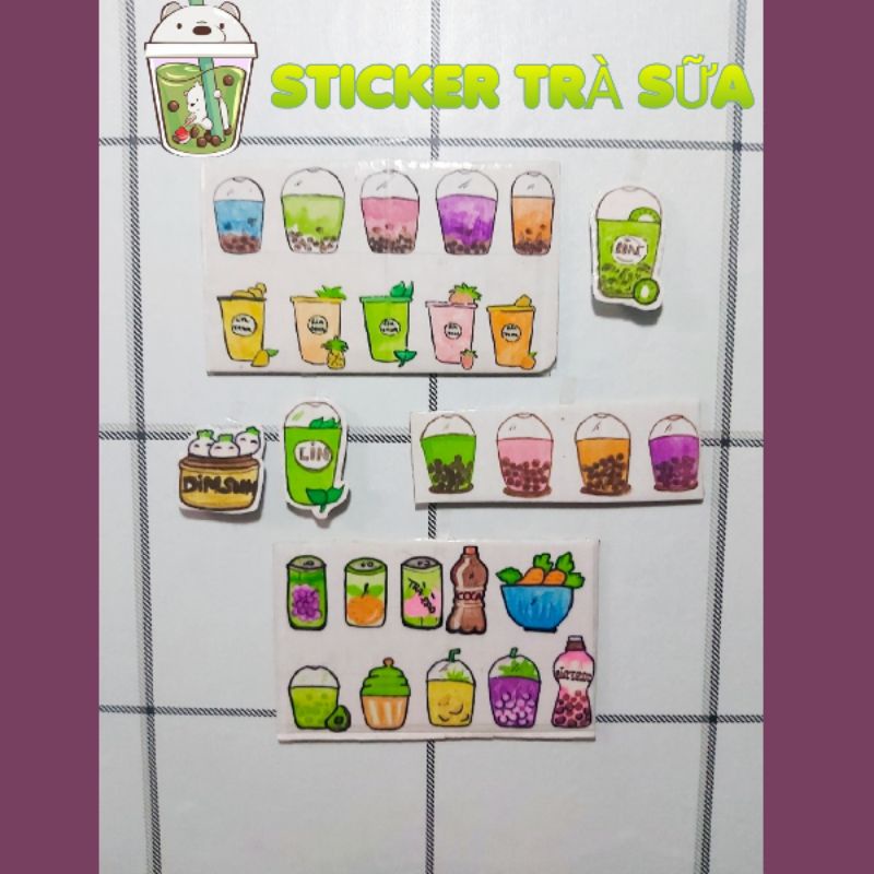 Bộ 27 Sticker Trà Sữa từ giấy bìa carton chống thấm kèm quà tặng ...