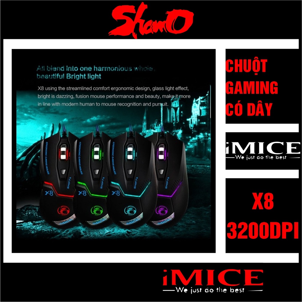 Chuột Gaming Imice X8 – Chính hãng – Led đổi màu – Độ nhạy 3200 DPI ...
