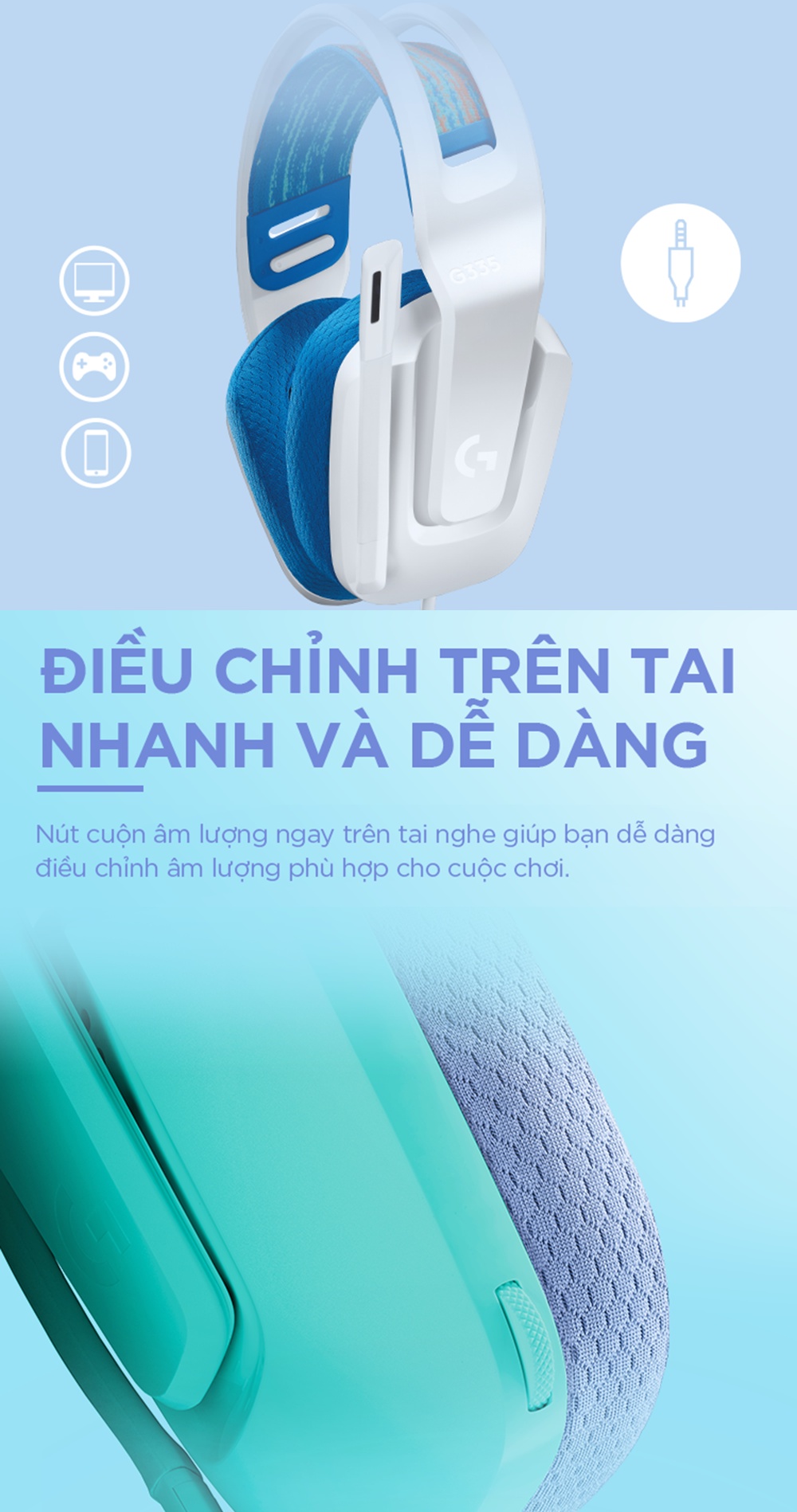 Tai nghe gaming có dây Logitech G335 - Jack 3.5mm Nhẹ 240g Tương thích ...