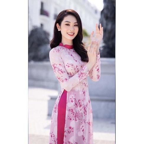 Áo dài voa hoa cao cấp thiết kể cổ lệch cách điệu MA09 MINH ANH ÁO DÀI ...