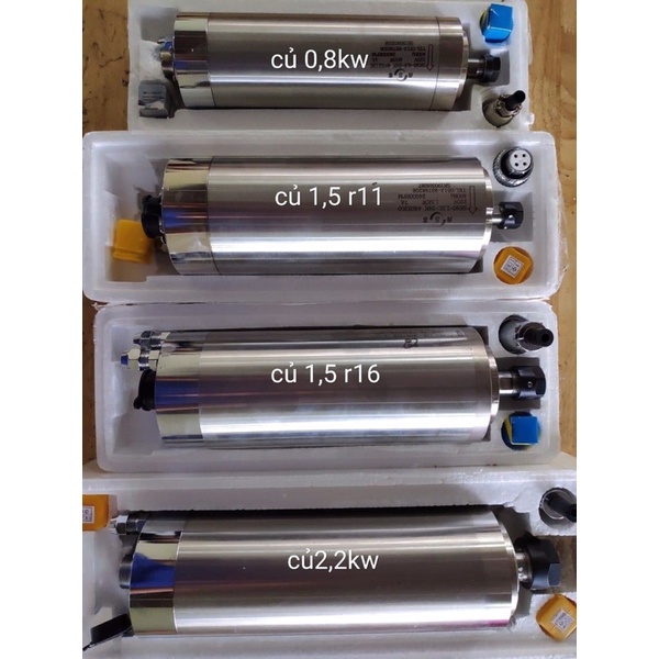 Động cơ phay, củ đục, spindle chuẩn hãng SK 0.8-1.5-2.2 KW làm mát bằng ...