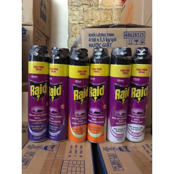 Xịt muỗi Raid hương chanh/ không mùi/ lavender 700ml, 600ml+100ml giá ...