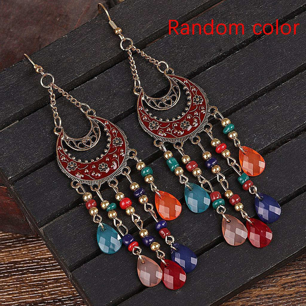 1 Cái / bộ Phong Cách Bohemian Dây Xích Dài Tua Rua Bông Tai Lưỡi Liềm Thể Hiện Hợp Kim Trang ...