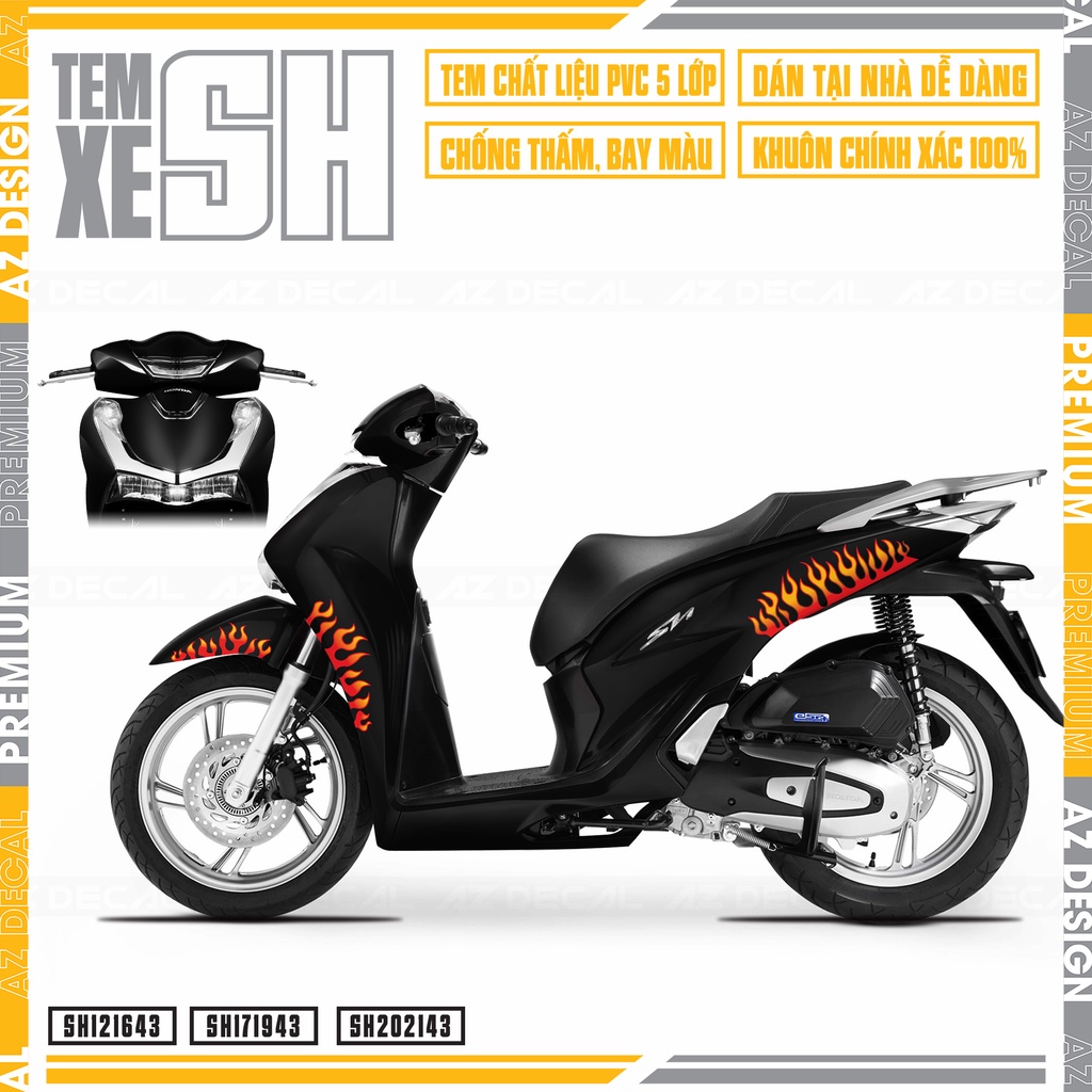 Tem SH Thiết Kế Justin Ngọn Lửa | SH43 | Team Decal Hình Dán Xe SH160i ...