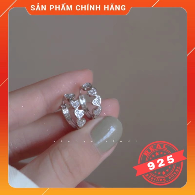 Bông tai bạc - khuyên tai bạc s925 cao cấp hình trái tim đính đá lấp lánh | Shopee Việt Nam
