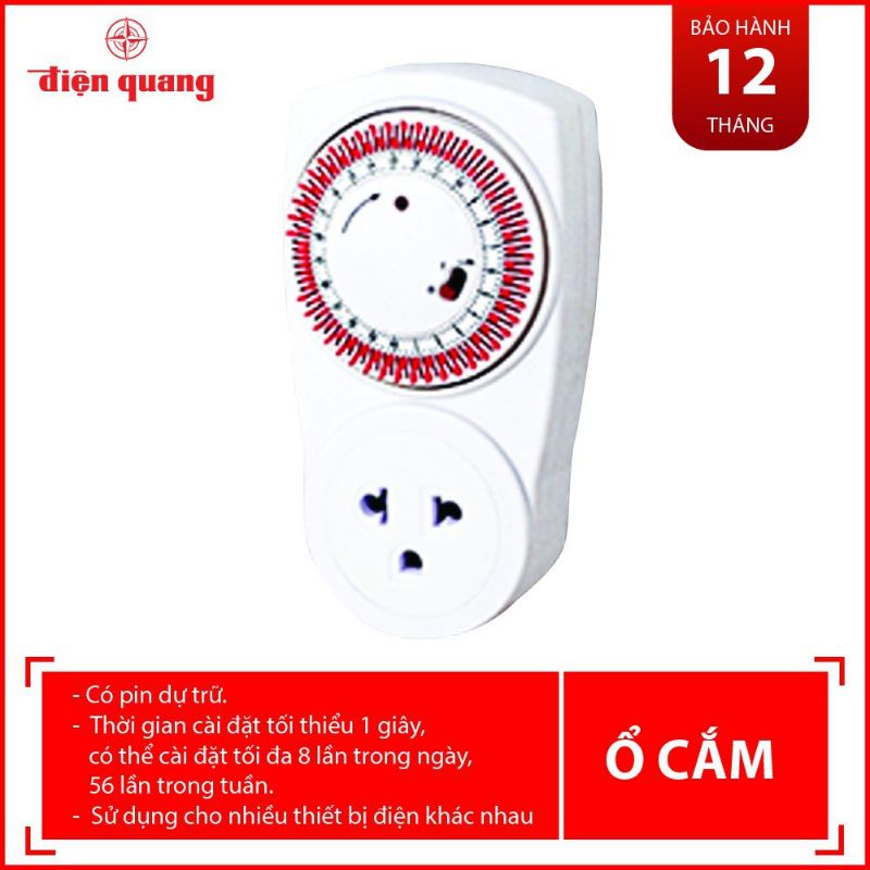 Ổ cắm hẹn giờ Điện Quang ĐQ ESK MT03 WR 13/ DT08 W13 | Shopee Việt Nam