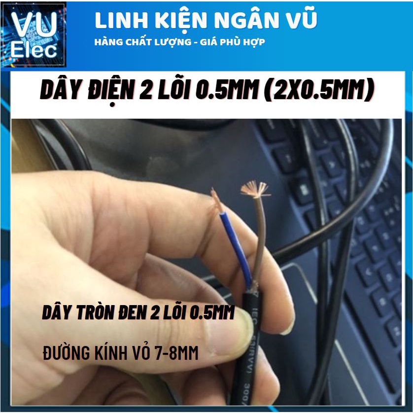 COMBO 2 mét Dây điện đen tròn 2 lõi 0.5MM Dây 2x0.5MM lukysun | Shopee Việt Nam