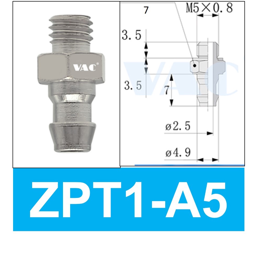 Đầu nối giác hút chân không khí nén ZPT1-A5 ZPT1-B5 sử dụng cho ZP, ZP2 ...