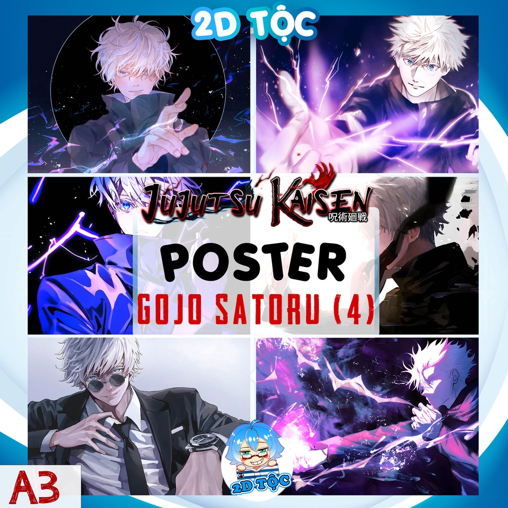 TRANH POSTER A3 GOJO SATORU (4) ANIME MANGA JUJUTSU KAISEN CHÚ THUẬT ...