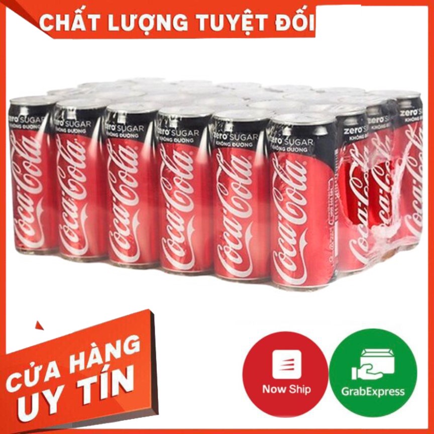 Thùng 24 lon nước ngọt có ga Coca Cola Zero 320ml - Không đường - Không ...