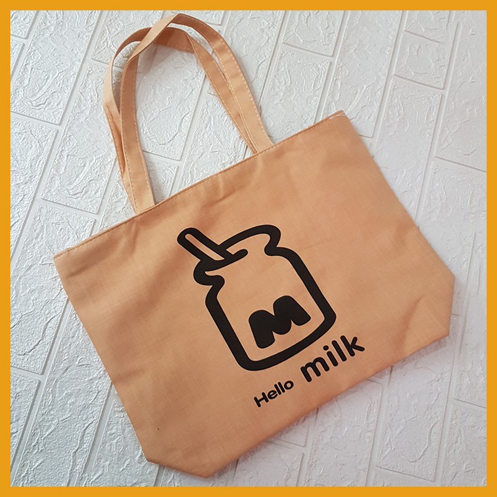 HCM - Túi xách Hello Milk có khóa kéo tối tối giản retro | Shopee Việt Nam