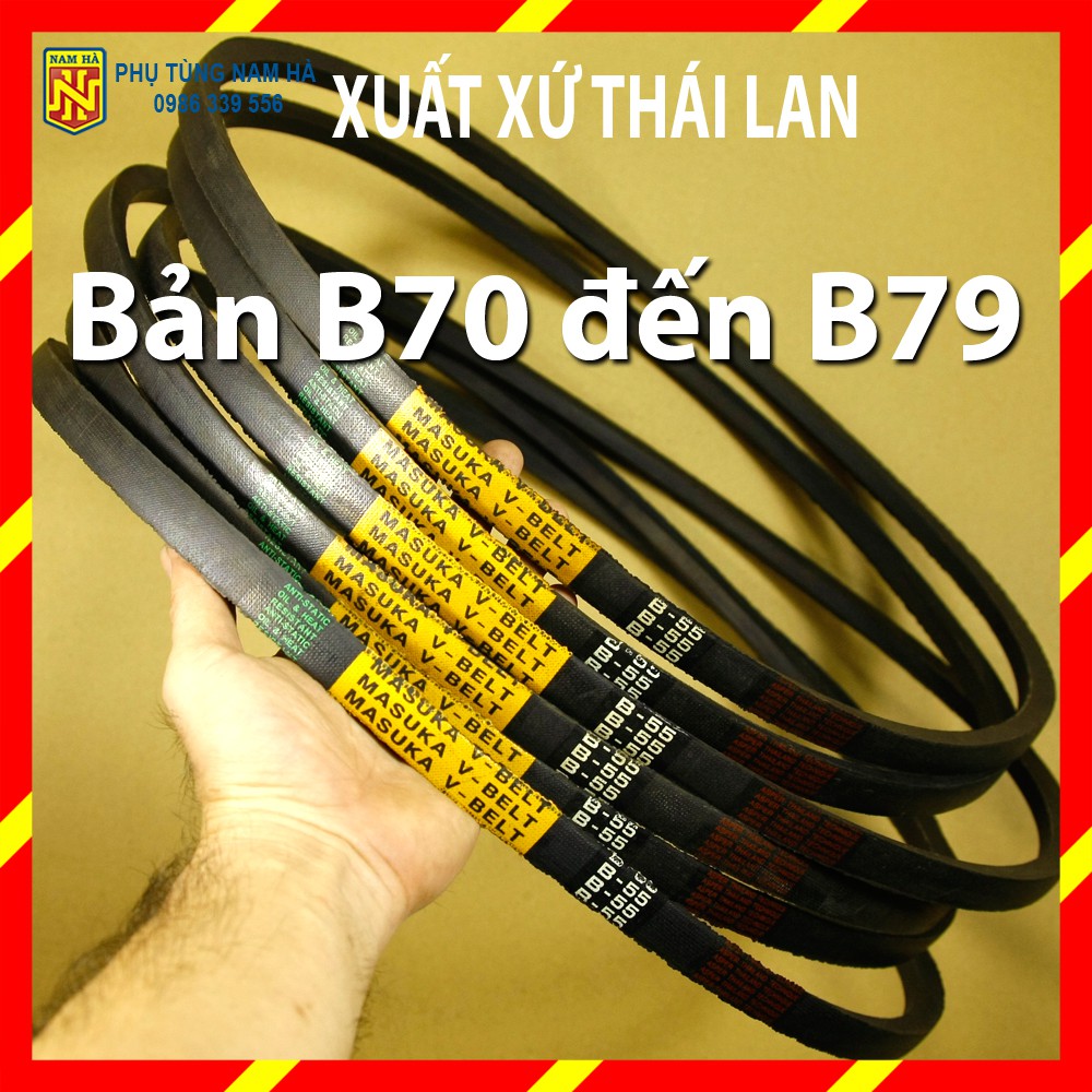 [THAILAND] Dây curoa đai thang MASUKA bản B70, B71, B72, B73, B74, B75, B76, B77, B78, B79 ...