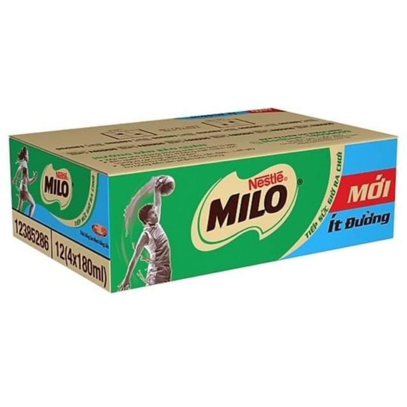 Thức uống lúa mạch uống liền Milo /Milo ít đường6 180ml - Thùng 48 hộp ...