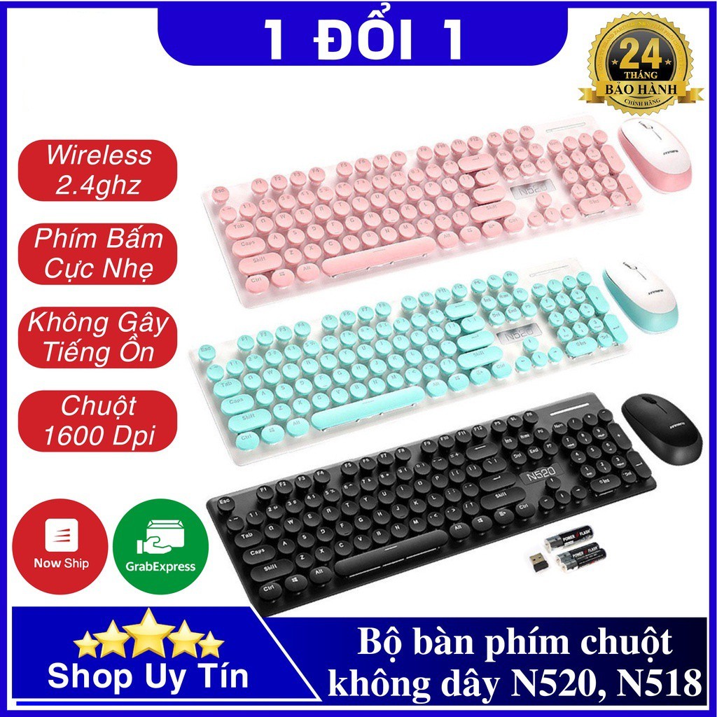 Bộ bàn phím chuột không dây chống tràn nước N520- N518 | Shopee Việt Nam