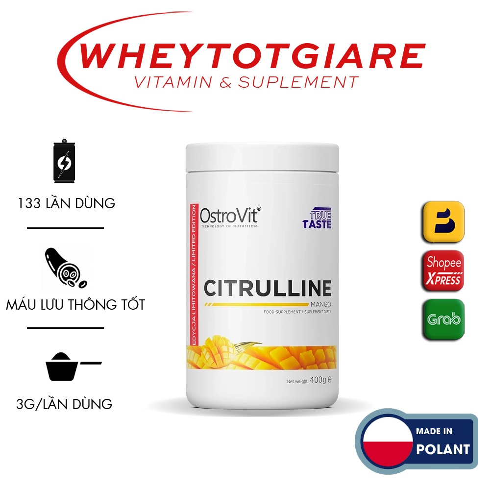 Nước Uống Tăng Lực PRE-WORKOUT OSTROVIT CITRULINE 133 Lần Dùng,Lưu ...