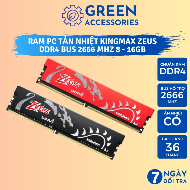 Ram PC KingMax Zeus Dragon DDR4 16GB 8GB Bus 2666Mhz tản nhiệt, nâng ...