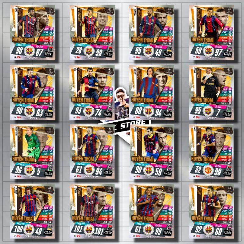 Set combo 28 Thẻ cầu thủ huyền thoại Barcelona barca MATCH ATTAX 2020/ ...