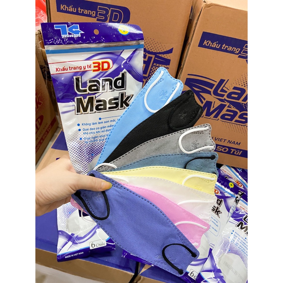 KHẨU TRANG KF94 LAND MASK VIP XANH THAN HOẠT TÍNH ( TÚI 6 CÁI ...