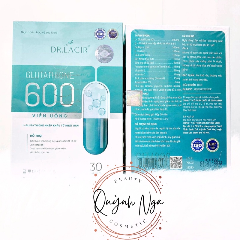 Viên uống trắng da glutathione Dr Lacir 600 | Shopee Việt Nam