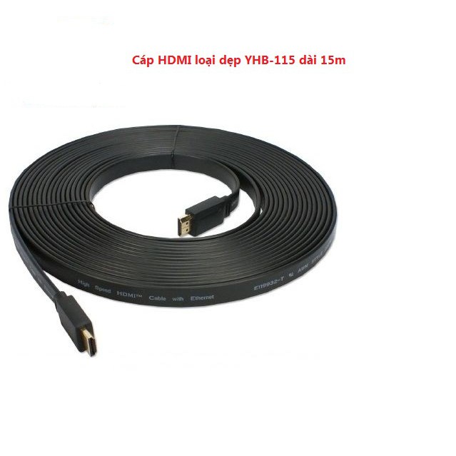 Cáp HDMI 15M Dẹp,mỏng YHB115,HDMI version 1.4 Hỗ trợ hình ảnh 3D độ ...