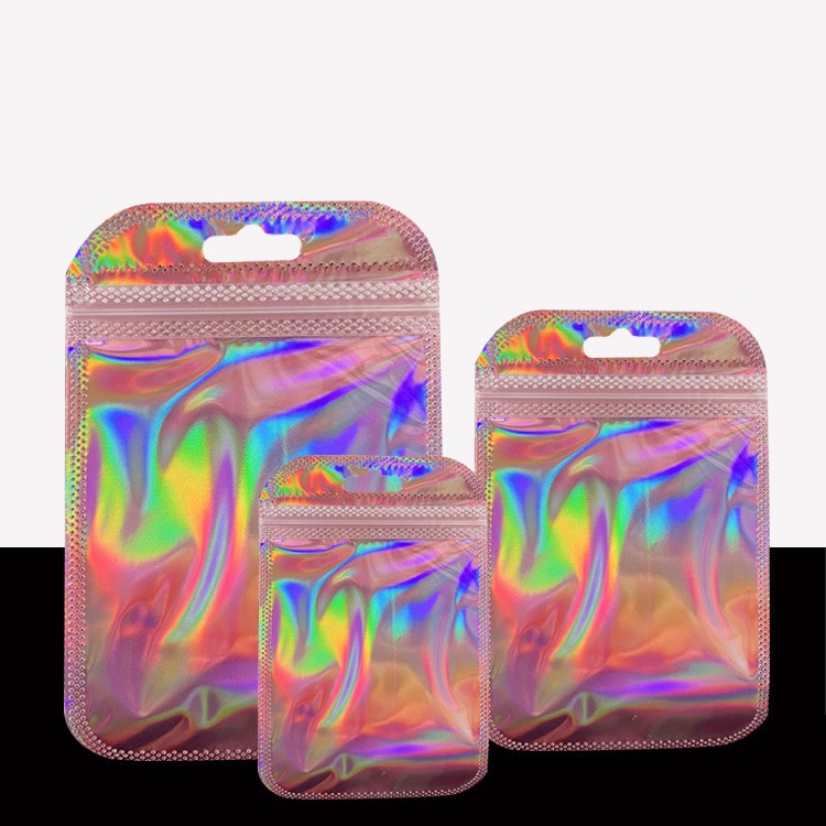 Túi zip hologram một mặt màu tím và một mặt màu bạc | Shopee Việt Nam