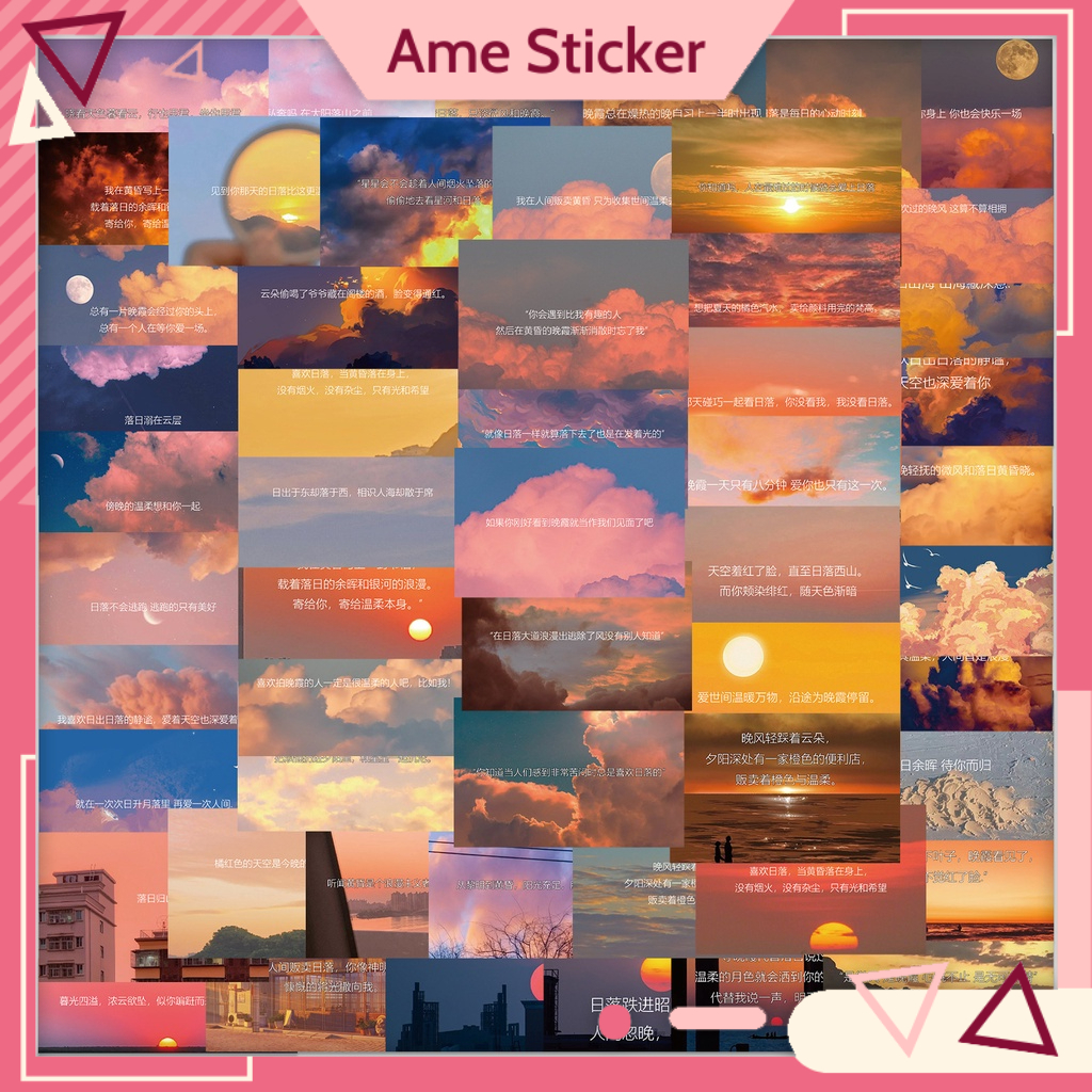 Combo 50 Sticker HOÀNG HÔN HÀN QUỐC dán chống nước dán mũ bảo hiểm ...