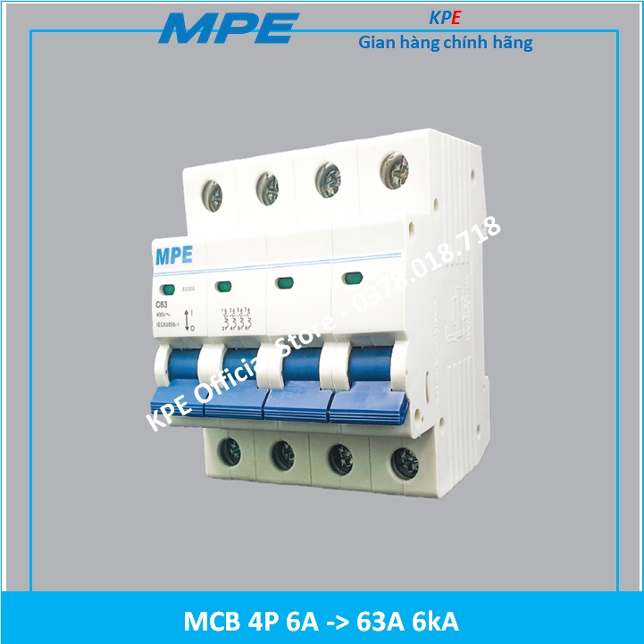 MCB 4P 3 PHA CB TÉP 4 CỰC ÁP TÔ MÁT APTOMAT ÁT TÔ MÁT ATOMAT 10A 16A 20A 25A 32A 40A 50A 63A MPE ...