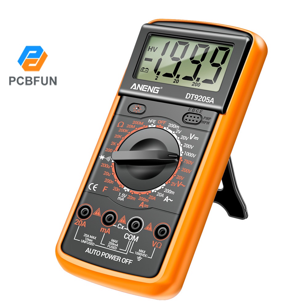 Pcbfun ANENG DT9205A Đồng hồ vạn năng kỹ thuật số LCD đa chức năng có độ chính xác cao thông ...