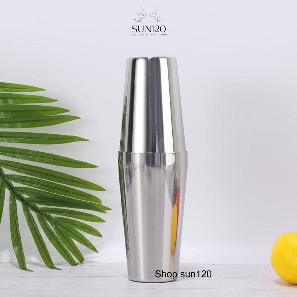 Bình Lắc Pha Chế BOSTON Shaker 2 mảnh Inox 600ml - 850ml một đáy hoặc 2 đáy pha chế cocktail bền ...