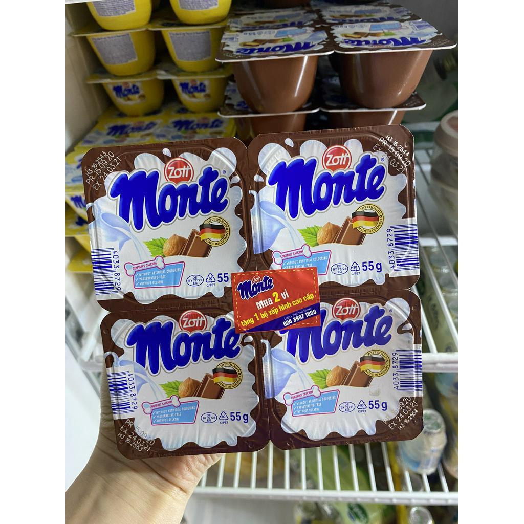 [HỎA TỐC] Váng sữa Monte - Hương Socola 55g Lốc 4 Hộp Bé trên 6 tháng ...