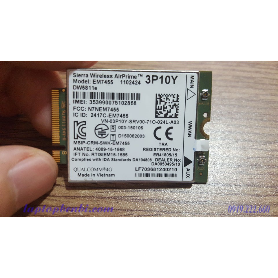 Card wwan 4G Dell DW5811E dùng cho laptop Dell Latitude E5270, E7270 ...