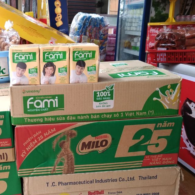 Thùng sữa đậu nành Fami Xanh lá mạ | 36 hộp x 200ml | Shopee Việt Nam