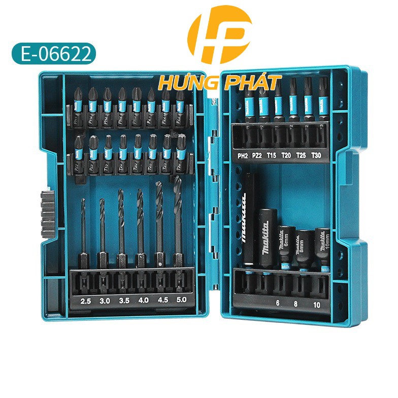 {Hàng chính hãng} Bộ mũi khoan và vặn vít Makita IMPACT BLACK E-06622 ...