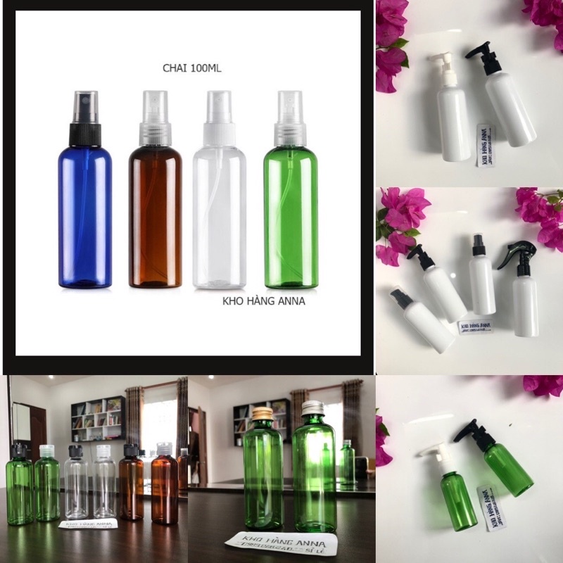 CHAI PET 100ML VÒI NHẤN,XỊT SƯƠNG , NẮP BẬT - CHAI PET 100ML MÀU TRONG ...