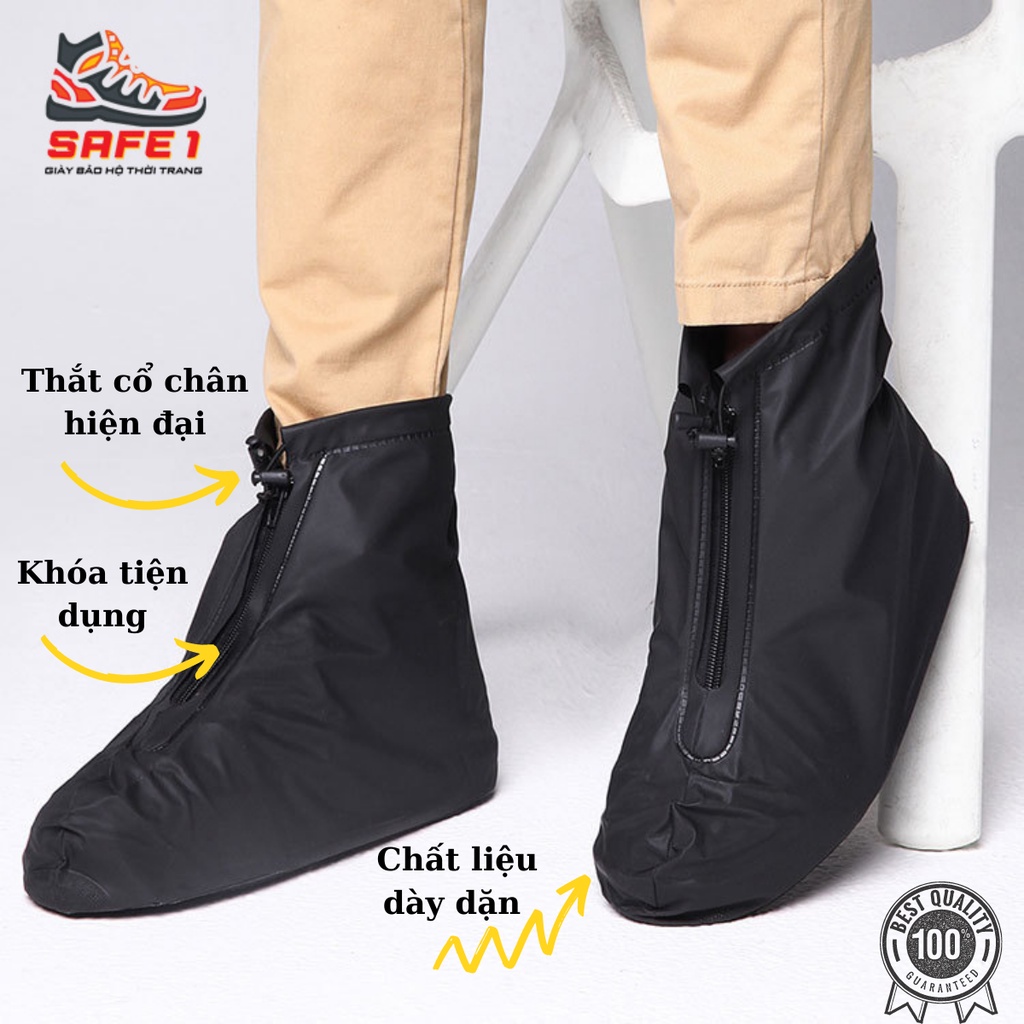 Bao giày đi mưa cổ lỡ PVC dày dặn có khóa, chống nước, chống trơn trượt ...