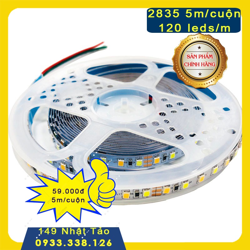 Đèn Led Dây Dán 12v 2835 120 Leds/m Siêu sáng siêu bền 5m/cuộn két hợp với Thanh Nhôm Định Hình ...