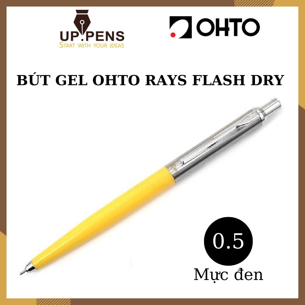 Bút gel Ohto Rays Flash Dry Gel Pen – 0.5mm – Thân vàng (Yellow ...