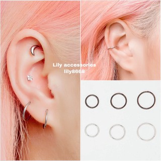Slim Hoop Earring khuyên tai titan tròn bật khấc không gỉ - khuyên tai ...