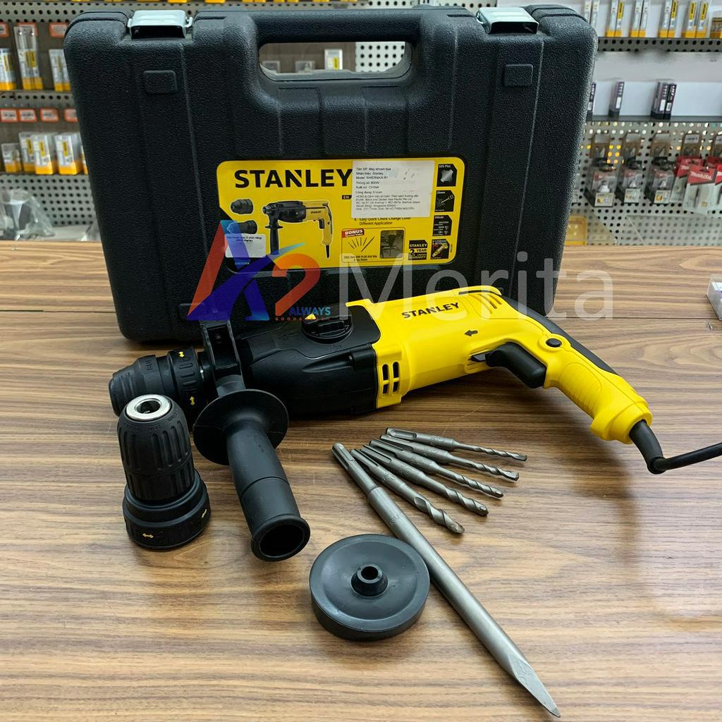Máy khoan búa 3 chức năng 800W Stanley (Kèm vali, đầu kẹp và 6 mũi ...