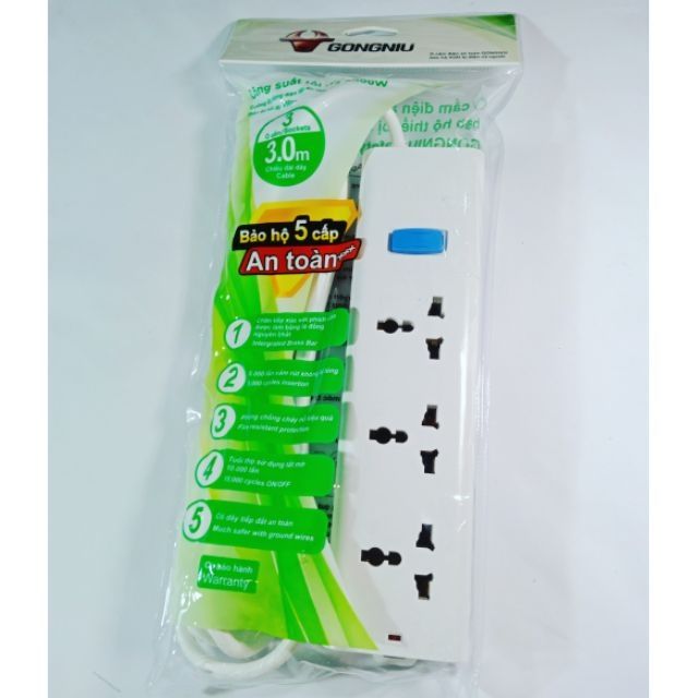 Ổ cắm GONGNIU đa năng chống sét - 3 ổ 1 công tắc- GNVN-S1030-30 ( 3M ) | Shopee Việt Nam