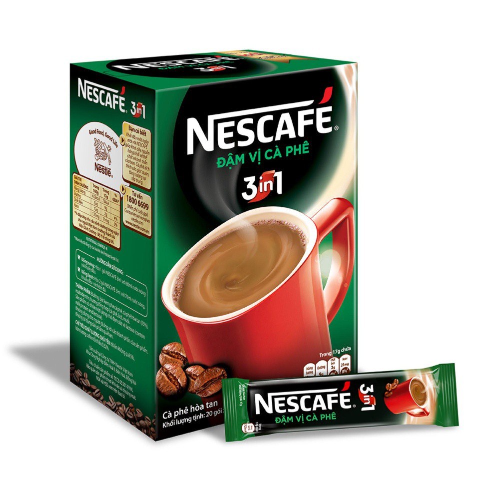 Hộp 20 gói x 17g NESCAFE 3in1 Rang xay Đậm Vị Cà Phê (NET XANH ...