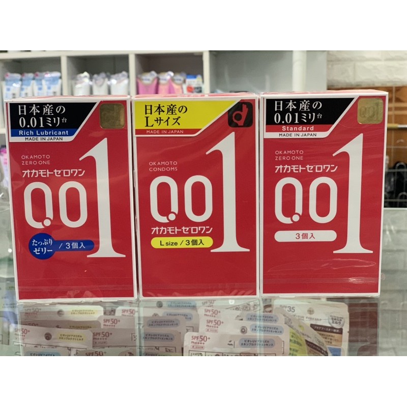 Bao cao su 0.01mm Nhật Bản siêu mỏng Okmoto( hộp 3 cái) | Shopee Việt Nam