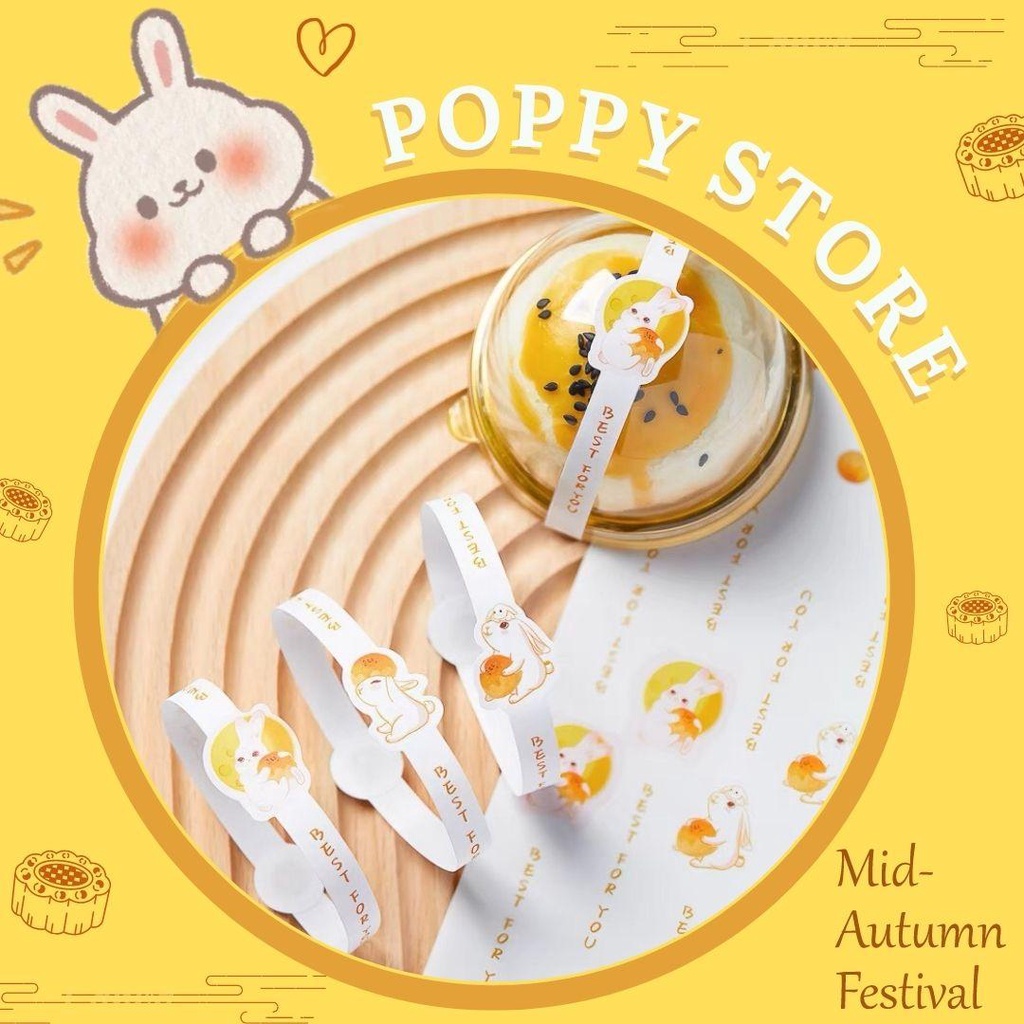 Trung thu, decal, sticker, nhãn dán khay bánh trung thu, bánh trứng ...